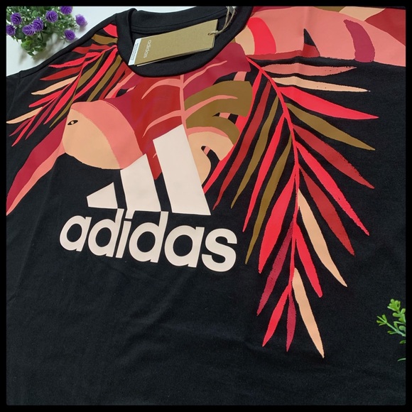 adidas | Tops | Farm Rio X Adidas Tropical Toucan Black Crop | Poshmark